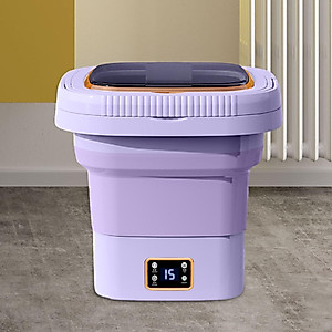 Portable Foldable Washing Machine, Small Bucket Washer, High Power Easily to Carry Compact Small Washer for RV Apartment Camping Dorm Sock, 9L violet clear lid