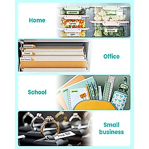 Vixic Portable Label Maker Machine with Tape,D210S Labeler Label Printer,QWERTY Keyboard,Sticker Makers for Labeling with 4 Laminated Tapes,AC Adapter for Home School Kids Office Organization