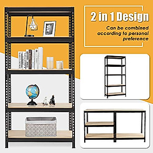 Tangkula 5-Tier Steel Storage Shelves, 73” Heavy Duty Garage Shelf with Adjustable Shelves, Boltless Shelving Unit for Free Combination, Metal Muscle Rack for Home Office Garage (4, Black)