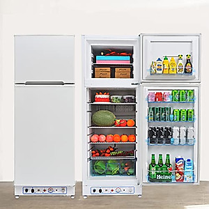 Techomey Propane Refrigerator with Freezer 9.35 Cu.Ft, Gas Fridge with Freezer Off Grid, 110v/LPG Dual Powers, RV Refrigerator for Outdoor, Truck, Camper, Kitchen, White