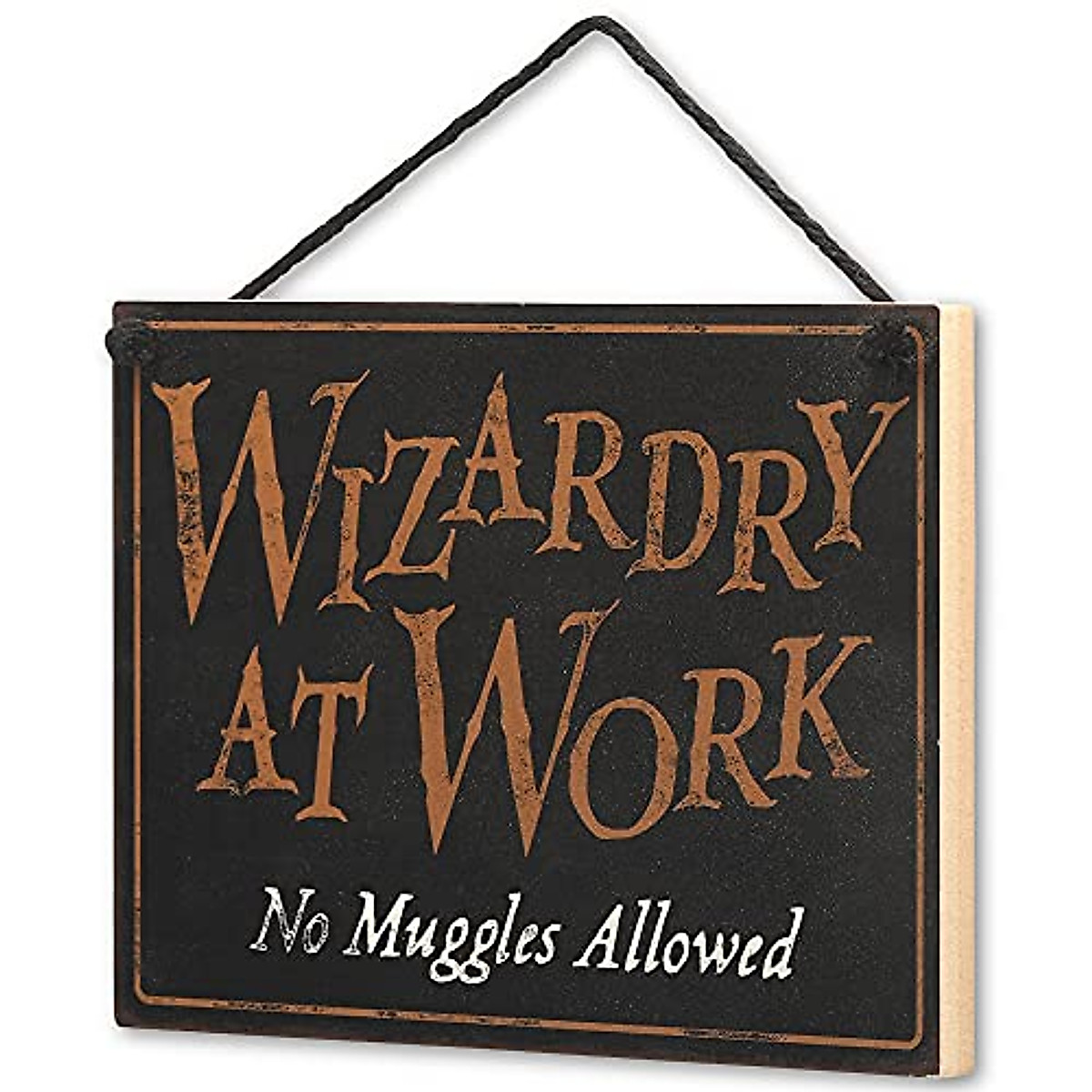 Open Road Brands Harry Potter Double Sided Hanging Wood Wall Decor - Wizards Welcome, Muggles Tolerated and Wizardry at Work, No Muggles Allowed