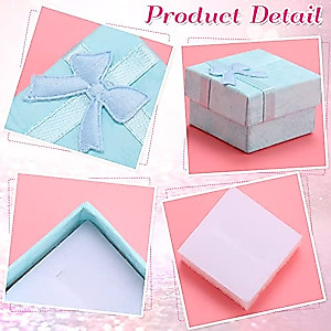 72 Pcs Ring Gift Box 1.6 x 1.6 x 1.1 Inches Hard Cardboard Jewelry Boxes with Ribbon Bow Small Ring Box Gift Cases for Earring Packaging Necklace Bangle Bracelets Weddings Birthdays, 6 Colors