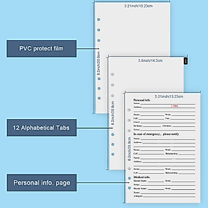 Happyaokeland Address Book Refill Pages 648 Contacts (236 Replacement Pages of Addresses, Birthday, Email) Durable Dividers with Alphabetical Tabs Large Print Refillable Pages Fits A5 6-Ring Binder