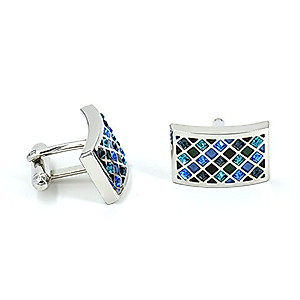 Mr.Van Elegant Swarovski Crystal Cufflinks Blue Glimmering Cuff Links Set Wedding Christmas Gifts for Him