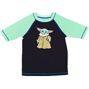 STAR WARS The Child Little Boys Pullover Rash Guard and Swim Trunks Outfit Set Black 6