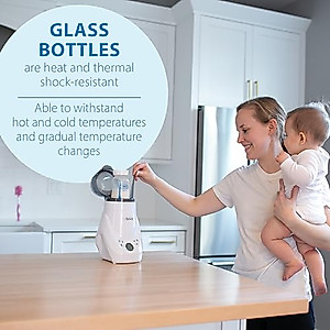 Dr. Brown's Natural Flow Anti-Colic Options+ Wide-Neck Glass Baby Bottle 5 oz/150 mL, with Level 1 Slow Flow Nipple, 1 Pack, 0m+