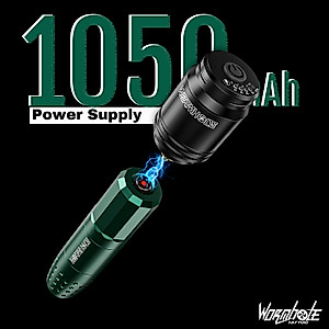 Wormhole Tattoo Power Supply for Tattoo Machine Wireless Tattoo Pen Battery 1050mAh Power Supply RCA Connector Rechargeable USB WA03-A