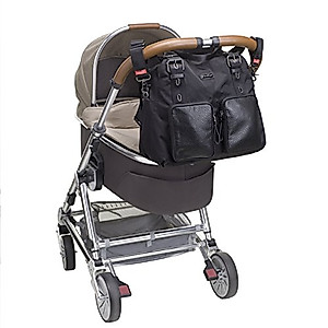 Storksak Alexa Luxe Leather Shoulder Bag Diaper Bag, Black