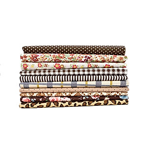 RayLineDo 10pcs 12 x 12 inches (30cmx30cm) Print Coffee Series Fabric Bundle Squares Patchwork DIY Sewing Scrapbooking Quilting Pattern Artcraft