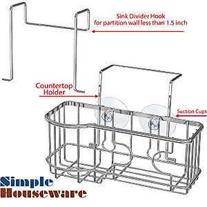SimpleHouseware Kitchen Sink Caddy Organizer for Brush Sponge Holder, Chrome