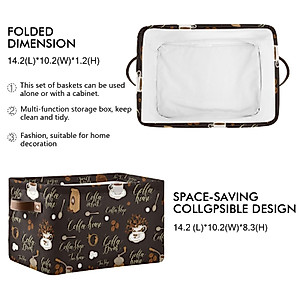 Tea Coffee Storage Basket Bins Decorative Toy Organizer Bins Laundry Hamper Baskets with Handles for Home Boys Girls Office Closet Shelf Nursery Baskets,1 pcs