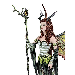 Ebros Whimsical Forest Tree Ent Greenwoman Dryad Fairy with Merlin's Staff and Crown of Branches Statue 19" Tall by Amy Brown Garden FAE Pixies Fairies Whimsical Fantasy Figurine Decor