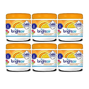 Bright Air Solid Air Freshener and Odor Eliminator, Mandarin Orange and Fresh Lemon Scent, 14 Oz Each, 6 Pack