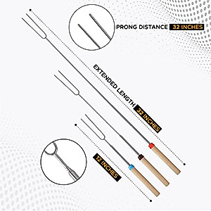 EcoNour Marshmallow Roasting Sticks (8 pack)| 32 Inches Extendable Telescoping Smores skewers for Fire Pit|Meat, Hotdog fork for campfire |Outdoor Grilling & Camping Accessory for Bonfires,BBQ party