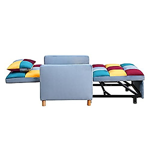 HANLIVES 3-in-1 Single Chair Bed,Convertible Sleeper Sofa Chair Bed with Pillow,Multi-Functional Sleeper Chair with Adjustable Backrest,pullout Sofa Bed with Velvet Fabric for Bedroom(Multicolor)