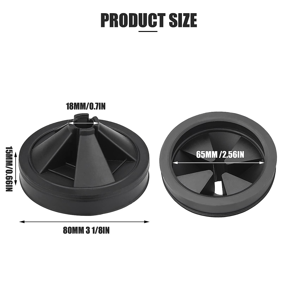 Garbage Disposal Splash Guards, 2-Pack 3 1/8" Sink Baffle Food Waste Disposer Drain Splash Guard Collar Quiet Collar Cover EPDM Rubber Drain Plugs Insert Parts for Waste King, Whirlaway, GE Disposer