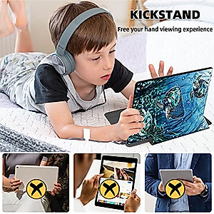 RYUITHDJP for Kindle Fire 7 Tablet Case 7" 2022/2023 with 360 Degree Rotating Swivel Kickstand Turtle Design for Kindle Fire 7 case Auto Wake Sleep Leather Cover