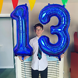 3rd Birthday Royal Blue Balloon, Dark Blue Foil Number 3 Balloons, 40 Inch Self Inflating Navy Iridescent Blue Globos Azul Marino Balloon 3 for Boys Kids Birthday Graduation Party Decoration Supplies