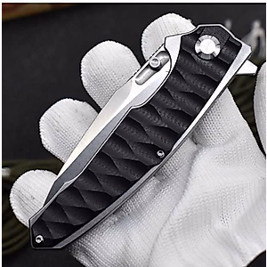HUAAO Folding Pocket Knife, 3.7’’ M390 Steel Blade G10 Handle, Pocket Knife with Clip, Flipper, Liner Lock, Flip Knife for Outdoor Survival Camping Hiking