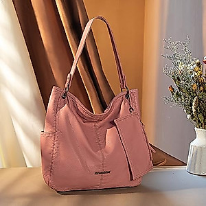 Montana West Hobo Purse for Women 2pcs Handbag Set Shoulder Bag Soft Washed Leather Top Handle Satchel with Wallet MWC2-115PK