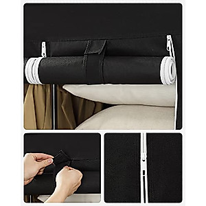 SONGMICS 51-Inch Portable Closet, Wardrobe Storage Organizer with 10 Shelves, Closet System with Hanging Rods and Cover, for Hanging Clothes, Quick and Easy Assembly, Black URYG93BK