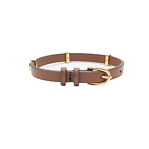 Tory Burch 143363 Britten Rolled Brass/Moose Brown Enamel Single Wrap Women's Bracelet