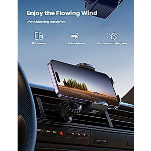 Lamicall Car Vent Phone Holder - 1s Release Air Vent Cell Phone Mount Cradle, 2023 Upgrade Phone Clamp with Airbag, Metal Vent Clip, Hands Free, for 4 to 7" Phones, Like iPhone 14 Pro Max, Galaxy S23