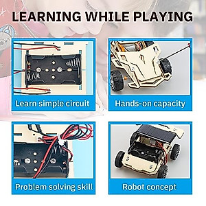 Giggleway DIY Wood Model Car Building Kits, Electric Motor Woodworking Project Science Kits for Kids, Hands on STEM Learning Project Kits, 3D Puzzles Educational and Learning Toys for Boys & Girls