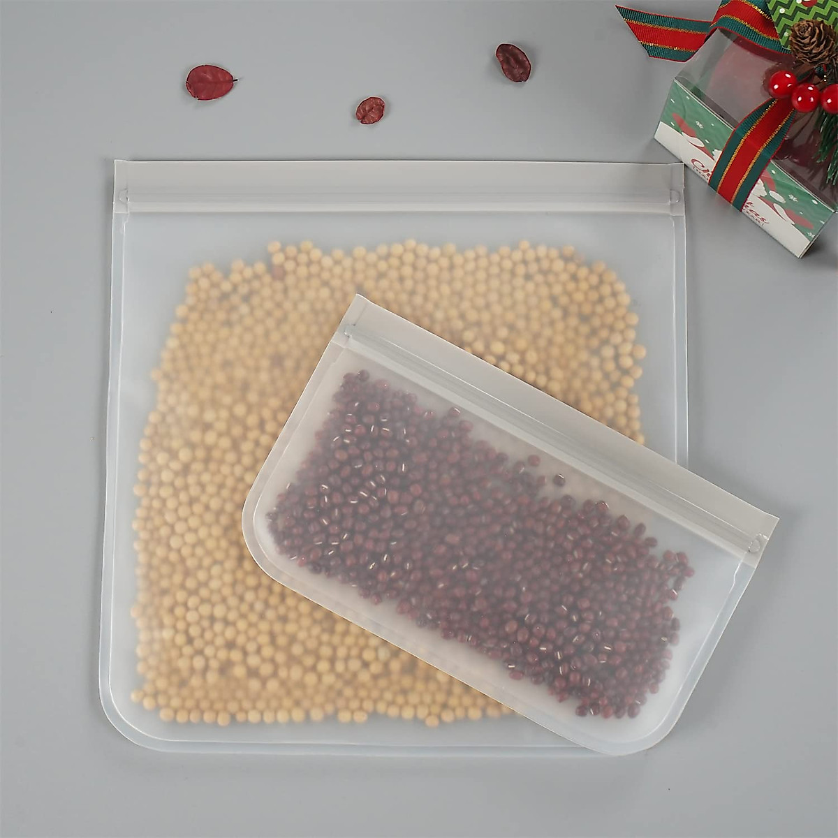 lwc 12 PacK BPA FREE Reusable Storage Bags (6 Sandwich Bags, 6 SnacK Bags), Extra ThicK Freezer LeaKproof Silicone and Plastic Lunch for Food Meat Fruit Veggies, 8.66''x7.76'' 8.66''x5.31''