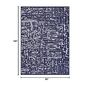 Beverly Rug Abstract Outdoor Rugs 6x9 Waterproof Reversible Plastic Straw Rug Outdoor Carpet, Outside Mat for Patio, Camping, Picnic, Porch, Deck, RV, Beach, Pool, Blue and White