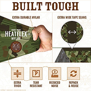 World's Toughest Ultralight Survival Tent • 2 Person Mylar Emergency Shelter Tube Tent + Paracord • Year-Round All Weather Protection for Hiking, Camping, & Outdoor Survival Kits (Camo)
