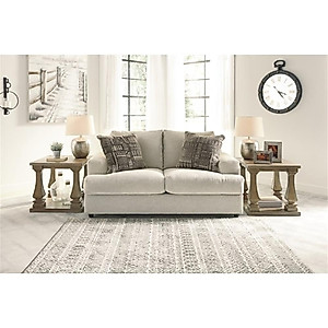 Signature Design by Ashley Soletren Contemporary Chenille Loveseat with 2 Accent Pillows, Off-White