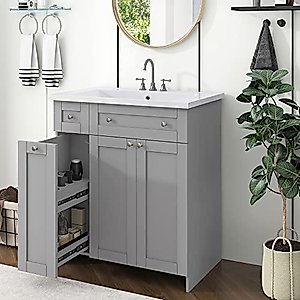 Bellemave 30" Bathroom Vanity with Single Sink,Bathroom Combo Cabinet Undermount Sink,Freestanding Bathroom Storage Cabinet for Small Place(Grey)