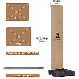 ZLACUIU Patio Umbrella Cover UV Resistant Patio Umbrellas Covers for 9ft to 13ft Cantilever Umbrella with Zipper and Rod, Tan