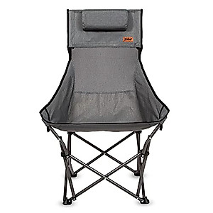 MacSports XP High Back Collapsible and Portable Compact Camping Chair with Lumbar Support Steel Frame and Polyester Fabric, Gray
