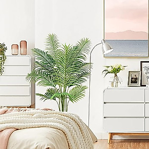 YULISKY Artificial Areca Palm Plant, 5 FT Fake Palm Tree in Pot, Tall Faux Silk Plant, 12 Leaves Faux Palm for Home Decor Office Living Room Perfect Housewarming Gift