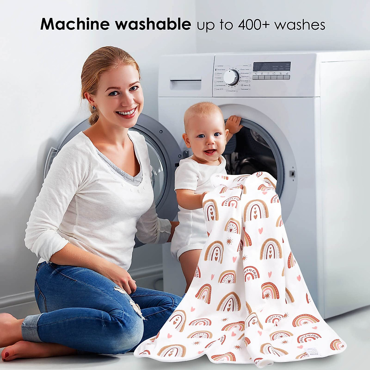 ROCCED Baby Bed Pad Waterproof Washable Reusable 31"x40" Large Toddler Mattress Protector Incontinence Pads Sheet Cover Underpads for Kids Adults and Pets Potty Training Mat-Rainbow