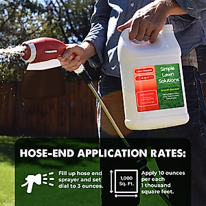 Extreme Grass Growth Lawn Booster- Liquid Spray Concentrated Starter Fertilizer with Humic - Any Grass Type- Simple Lawn Solutions (1 Gallon)