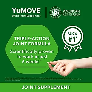 YuMOVE Hip and Joint Supplement for Dogs with Glucosamine, Chondroitin, MSM, Omega 3, Hyaluronic Acid, & Green Lipped Mussel - Dog Joint Supplement - for Adult Dogs 60 Tablets