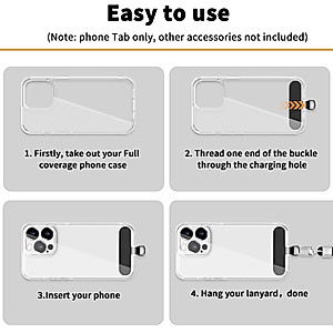 TACOMEGE Phone Tether Tab for iPhone, Cell Phone Lanyard Patch, Phone Strap Replacement Part for All Full Phone Cases (Black)