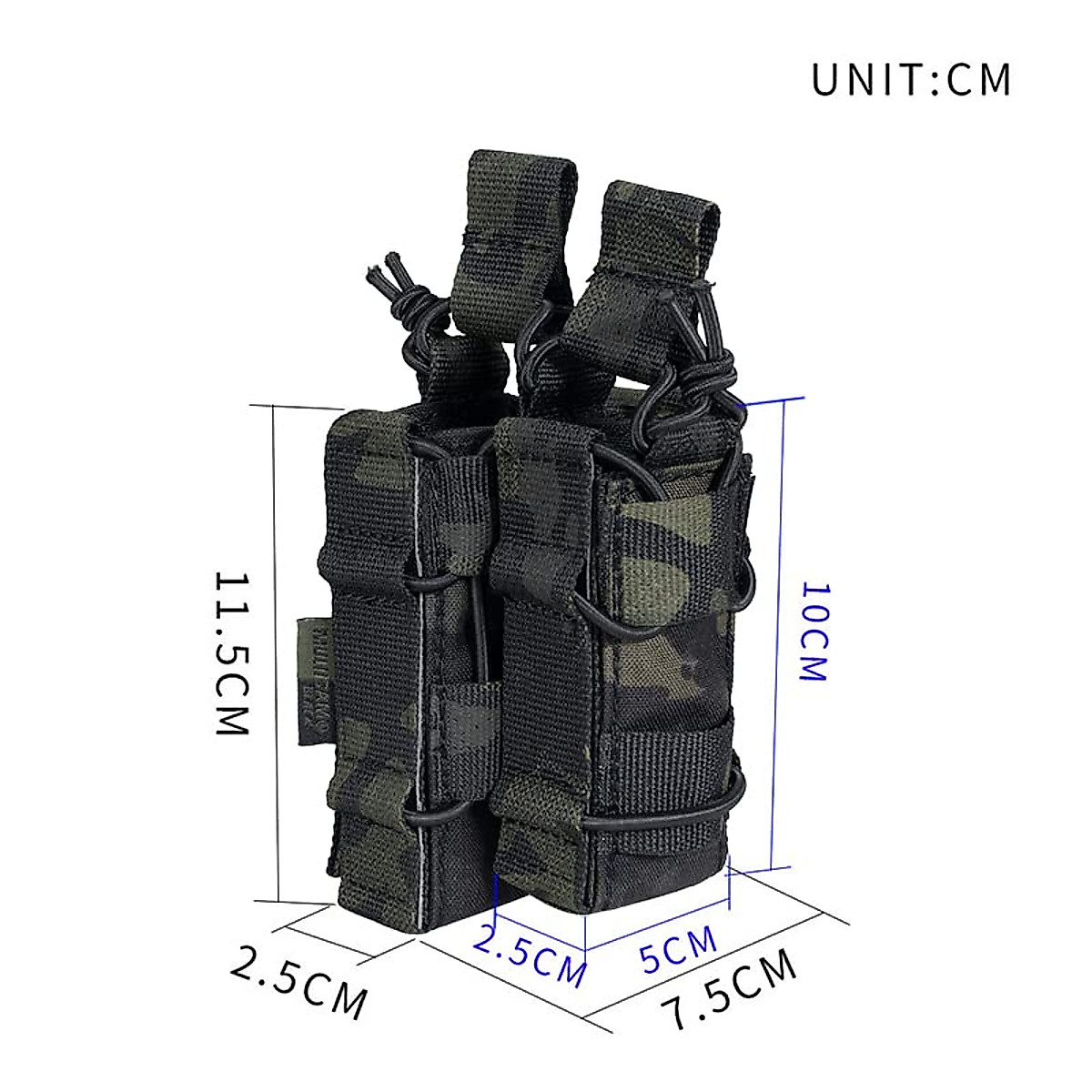 EXCELLENT ELITE SPANKER Open-Top Double Rifle Mag Pouch for M4 M14 M16 G36 AR15 Magazine with Pistol Mag Pouch(Mulcticam,Double Pouch)