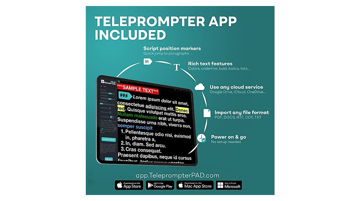 TELEPROMPTER PAD Bluetooth Remote Control for Teleprompter - Includes ...