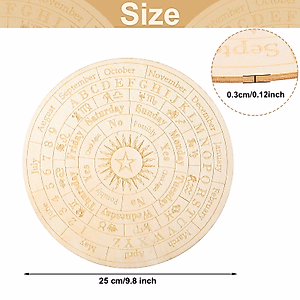 Star Pendulum Board Wooden Dowsing Board Divination Metaphysical Message Board for Witchcraft Wiccan Altar Supplies Kit Beginner Witchcraft Supply, Round Shape (9.8 Inch)