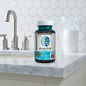 NEURIVA Plus Brain Supplement For Memory, Focus & Concentration + Cognative Function with Vitamins B6 & B12 and Clinically Tested Nootropics Phosphatidylserine and Neurofactor, 50ct Strawberry Gummies