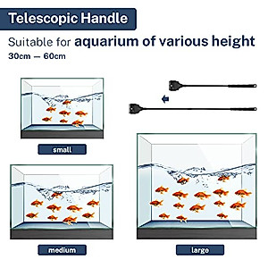 Fish Tank Scraper Cleaner for Glass Aquariums, 21" Handheld Scraper Cleaning Razor with 5 Stainless Steel Blades for Fish Reef Plant Glass Tank