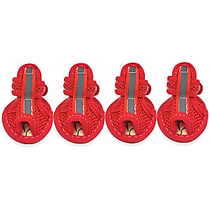 Breathable Mesh Dog Sandals for Summer, Pet Sandals for Small Dogs, Red, Blue, Yellow, Red Doggie Shoes, Paw Protectors for Dogs Red Label 5