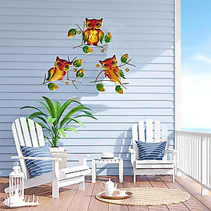 JFRISING Metal Owl Wall Art Decor Outdoor Indoor Hanging Wall Sculpture Decorations for Home Garden Bedroom Living room Bathroom , 3 Pack