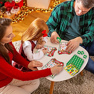 Funnlot Christmas Bingo Game for Kids, Christmas Games Christmas Crafts Christmas Activities with Reward Stickers for Kids Large Group Classroom Family Party Xmas