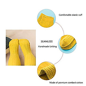 Nuziku Toddler Knee High Socks - 6 Pairs Little Girls Cable Knit Cotton Stockings (Assorted 6-pack, 1-2T)