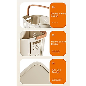 OptmAVth Collapsible Laundry Basket/Hamper, Foldable and Durable, Separater Basket, Room Storage and Organization, Begie